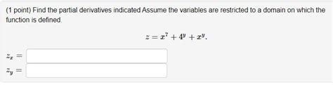 Solved Point Find The Partial Derivatives Indicated Chegg