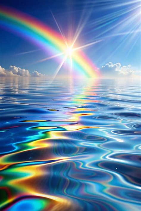 Abstract Water Texture Overlay Effect Rays Of Light Shadow Overlay Effect With Rainbow