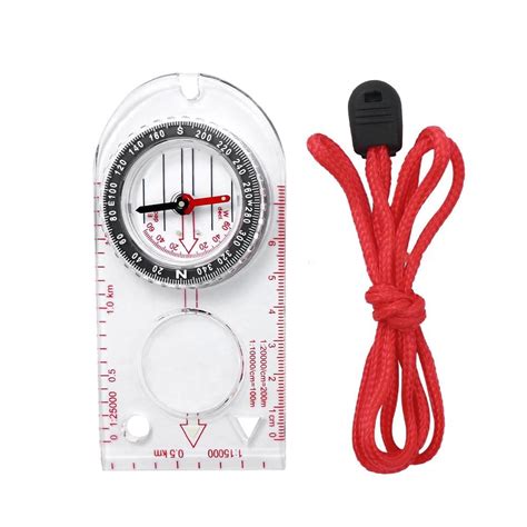 Outdoor Compass With Magnifying Glass Scale Hanging Rope Waterproof ои