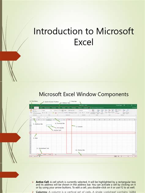 Microsoft Excel Window Components Pdf Microsoft Excel Window Computing