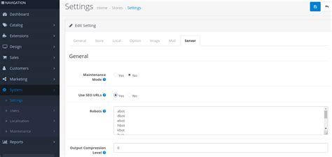System Settings Server ECommerce Selling Your Product Online