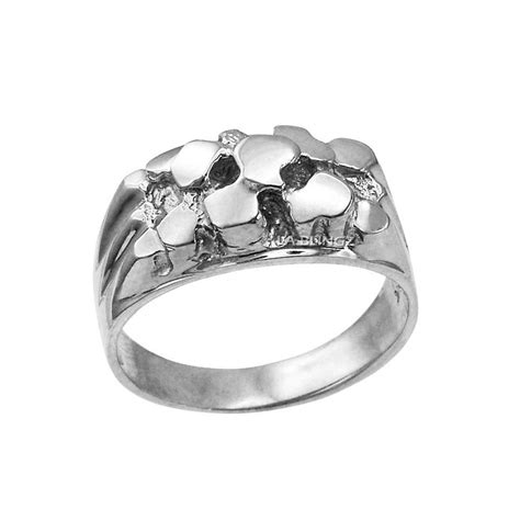 Sterling Silver Midsize Nugget Ring Mens Silver Rings Gold Rings