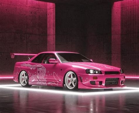 Hot Pink Nissan R34 Skyline Gt R Fast And Furious Cars Pink Fast And