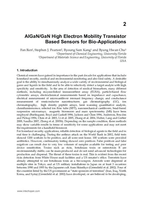 Pdf Algangan High Electron Mobility Transistor Based Sensors For Bio