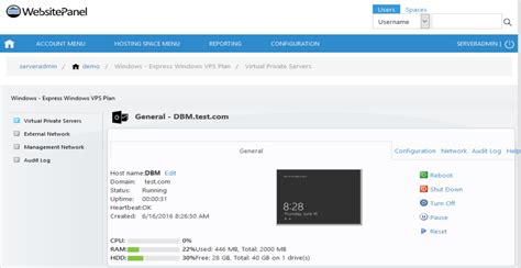 how to create vps by websitepanel database mart