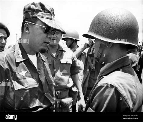South Vietnams Premier General Nguyen Khanh Talks To A Helmeted