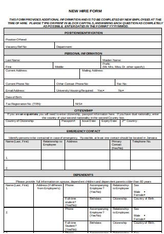 50 Sample New Employee Forms In Pdf Ms Word