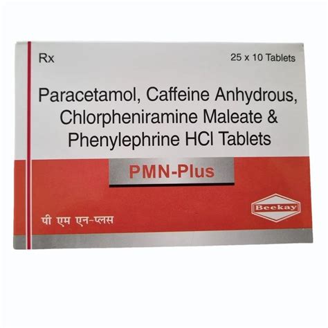 Paracetamol Caffeine Anhydrous Chlorpheniramine Maleate And Phenylephrine Hcl Tablet At ₹ 50