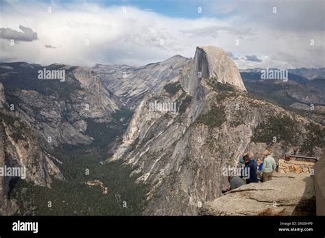Yosemite National Park California Tourists Viewing Half Dome In