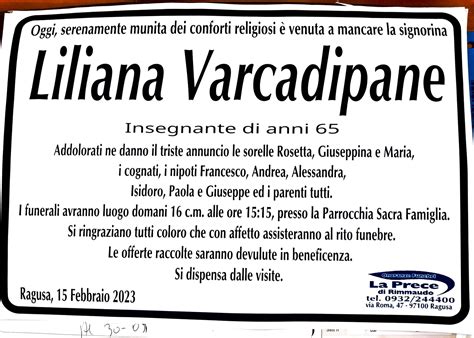 Necrologi Liliana Varcadipane Ragusa Oggi
