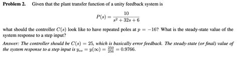 Solved Problem 2 ﻿given That The Plant Transfer Function Of