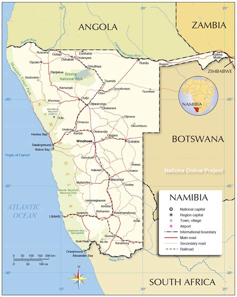 Political Map Of Namibia 1200 Px With Nations Online Project All