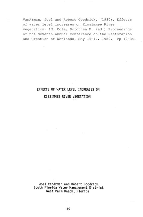 Pdf Effects Of Water Level Increases On Kissimmee River Vegetation