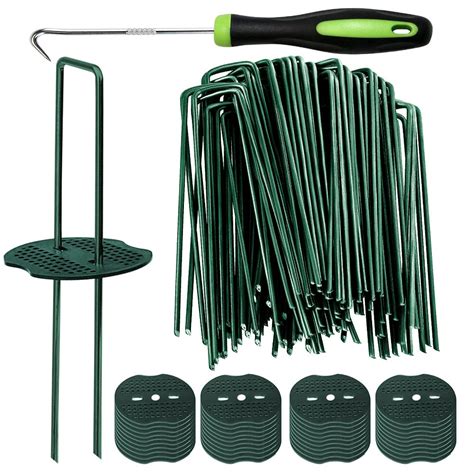 Bakulyor 100pcs Green Artificial Turf Stakes Staples 100pcs Buffer