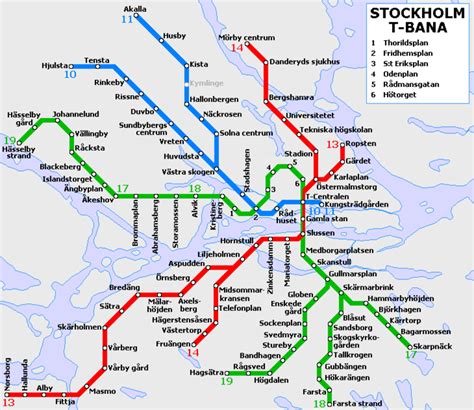 Tunnelbana Stockholm Metro Map Sweden