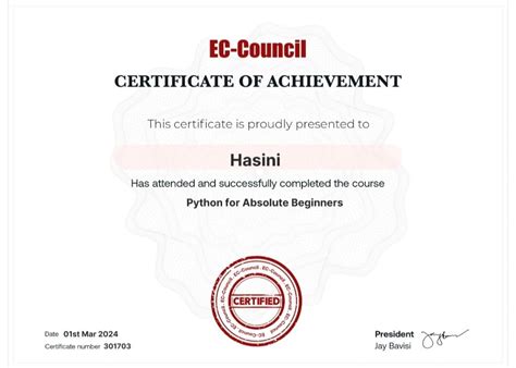 Python Certification Learning Eccouncil Programming Hasini Punugoti
