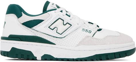 New Balance White And Green 550 Sneakers