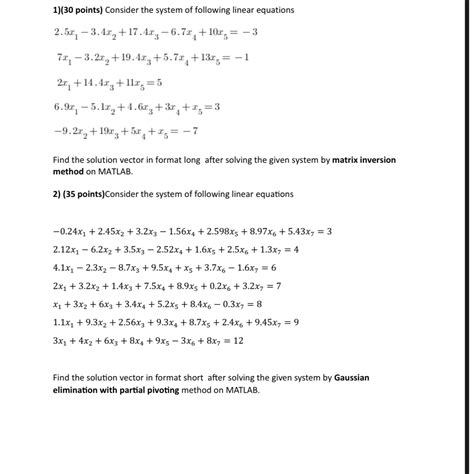 Solved (30 ﻿points) ﻿Consider the system of following linear | Chegg.com