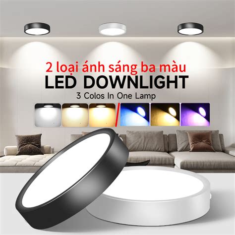 Đèn Led Gắn Trần 3 Màu Đèn Led âm Trần Tròn đèn Trang Trí Chiếu Sáng