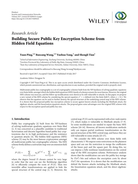 pdf building secure public key encryption scheme from hidden field