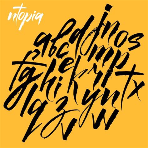 Free Vector Handwritten Script Font Brush Font Uppercase Numbers