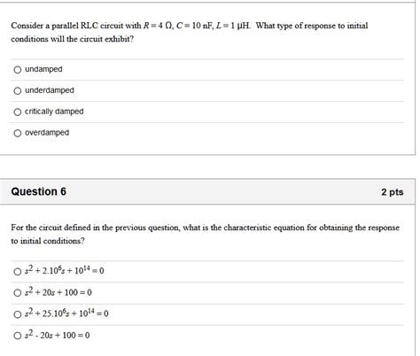 Solved Consider A Parallel Rlc Circuit With R 4 Î© C 10 Nf L 1