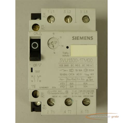 Siemens 3vu1300 1tm00 Circuit Breaker 3324