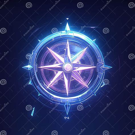 Modern Compass Rose Icon Elegant Design Glowing Digital Aesthetic Stock Illustration
