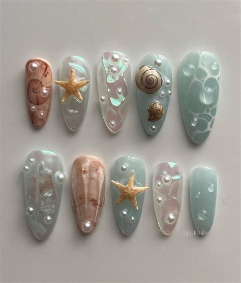Cj On Instagram This Beachy Set Was So Fun 🏝️ Nailart Nailartist