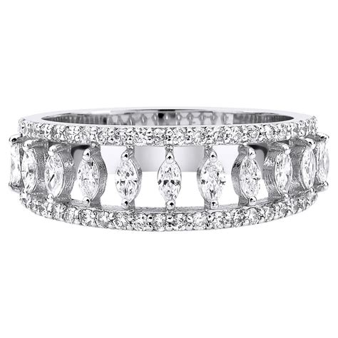 Customizable Marquise Diamond 1 07ct Half Eternity Solid Gold Band For