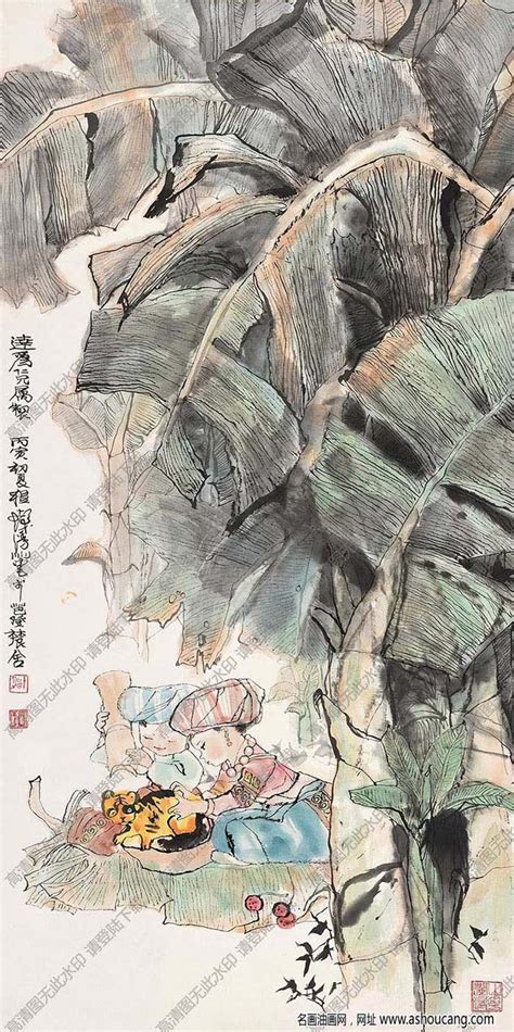 写意芭蕉树芭蕉树绘画大山谷图库