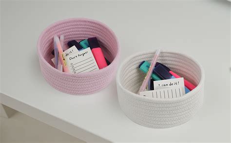 Small Storage Basket Set Of 3 Woven Baskets Cotton Rope