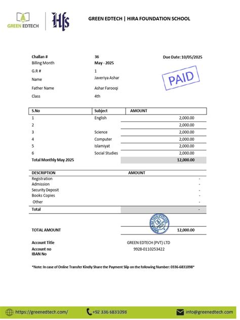 Javeria Farooqi Challan Paid Ftm May 2025 Pdf