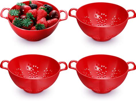4 Pack Mini Colander For Kitchen Plastic Berry Strainer With Double