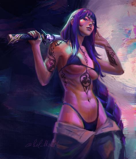 Rule 34 Abs Bel Lkaart Genshin Impact Purple Eyes Purple Hair Raiden Shogun Sword Tattoo 7564596