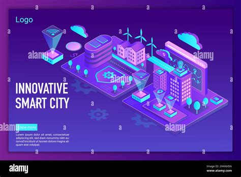 Innovative Smart City Global Wireless Connection IOT Technology Landing Page Template Stock
