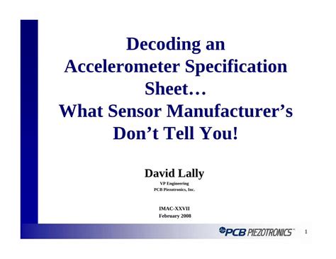 Pdf Decoding An Accelerometer Specification Sheet The Modal
