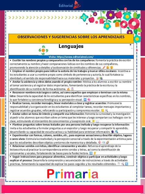 Observaciones Para Boletas Por Campo Formativo