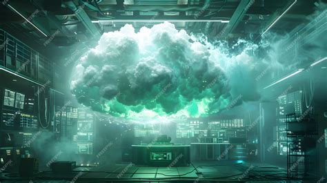 Conceptual Cloud Computing Interface Hovering Above A Digital Device