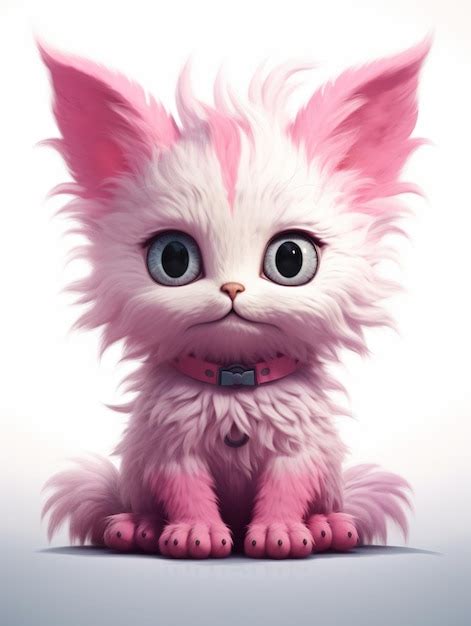 Premium Photo There Is A White Cat With Pink Ears And A Pink Collar