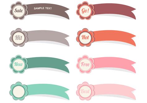 Flower Ribbon Label Vector Pack 59692 Vector Art At Vecteezy