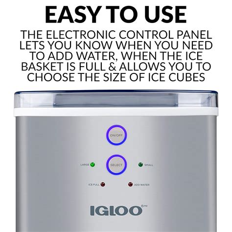 Igloo Portable Tabletop Ice Maker Electric Ice Machine With Scoop Automatic Stainless Steel