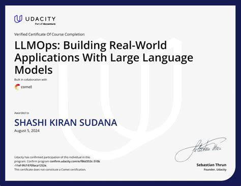 Shashi Kiran Sudana On Linkedin Ai Ml Llmops Udacity Comet Lifelonglearning