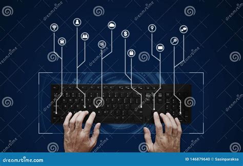 Hand Typing On Computer Keyboard With Application Programming Interface