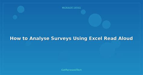 How To Analyse Surveys Using Excel Read Aloud Getrenewedtech Us