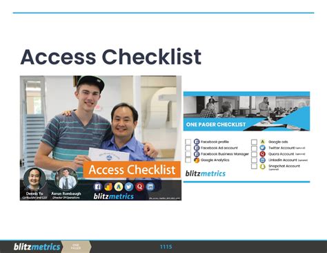 Access Checklist Blitzmetrics