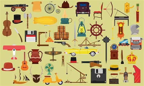 Vintage Object Set Design Element And Retro Icon Collection Isolated White Antique Symbol