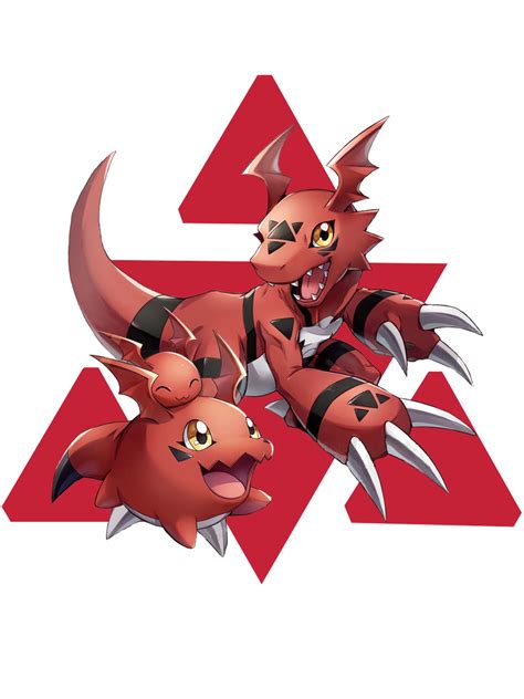 Gigimon Guilmon Jyarimon Digimon Absurdres Highres Claws Closed