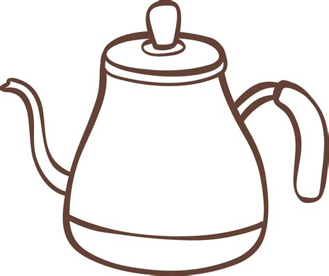 Cute Coffee Pot Percolator Kettle Outline Doodle Cartoon Drawing 27943736 Png