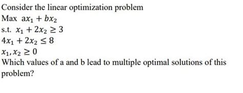solved consider the linear optimization problem max axı
